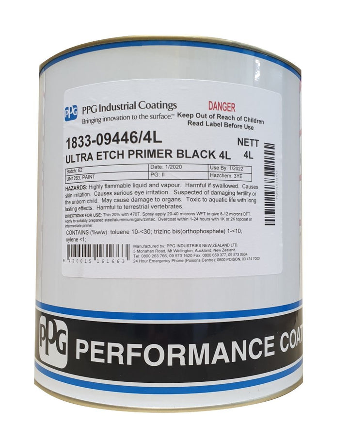 PPG 1K Ultra Etch Primer Black - 4L– Premier Panelbeating Supplies Ltd